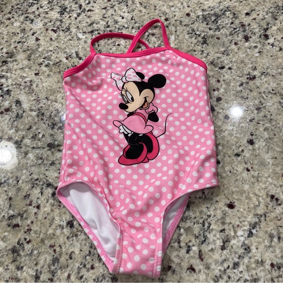 Disney | Swim | Minnie Mouse Pink Polka Dot One Piece Swimsuit 3t Guc ...